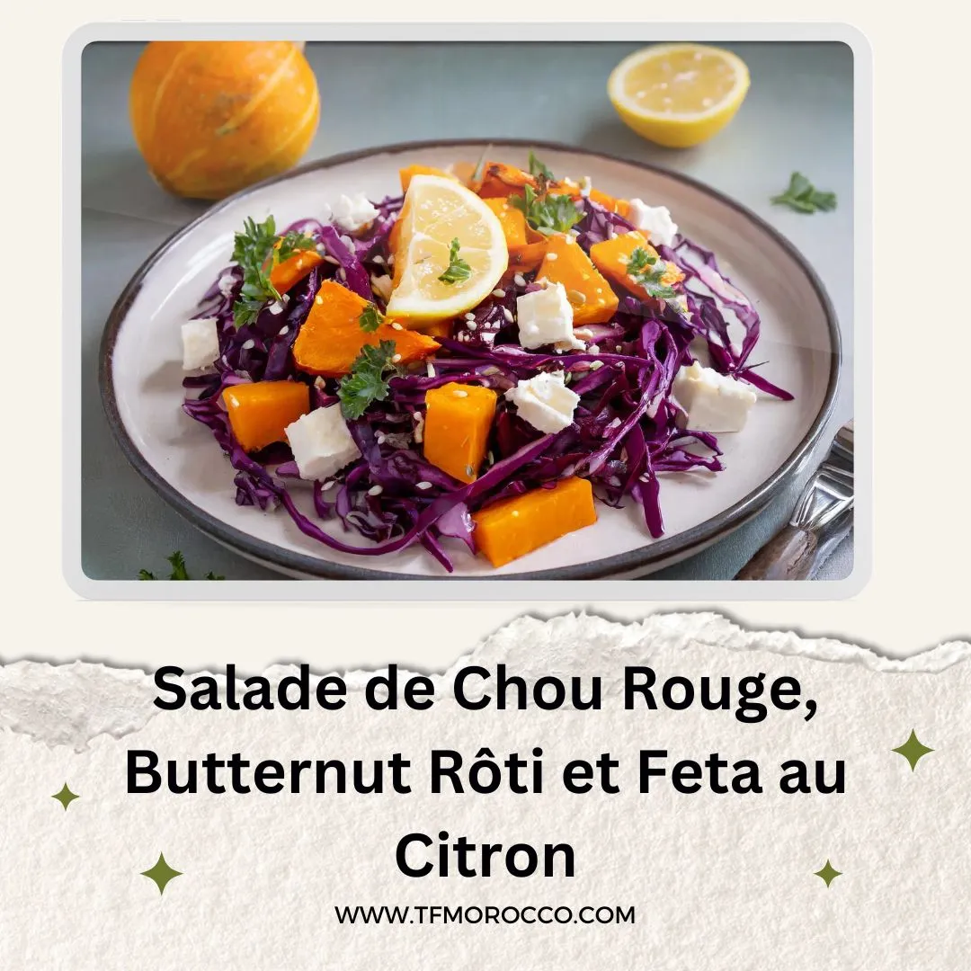 Salade de Chou Rouge, Butternut Rôti et Feta au Citron